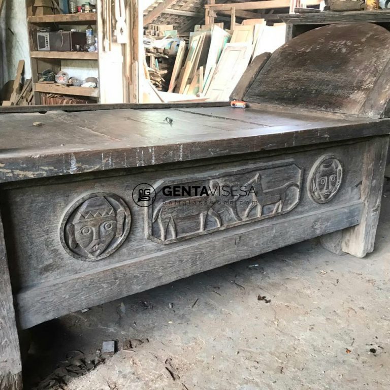 Distressed Bali Furniture Teak Wood Trunk - Bali Glass on Wood ...